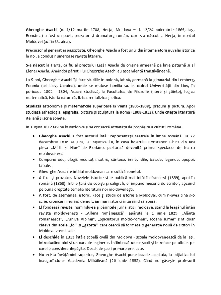 Gheorghe Asachi discurs | PDF