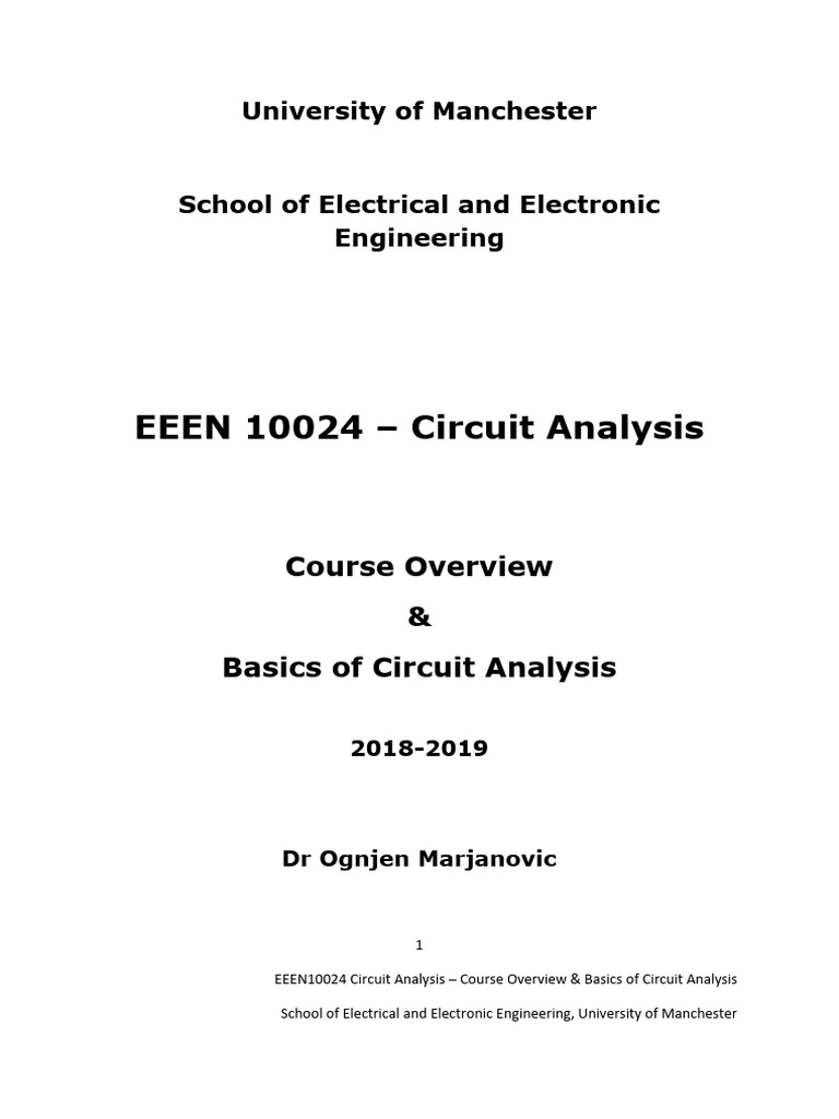 Circuit Analysis Lecture Notes - Part 1 | PDF | Electrical Network ...
