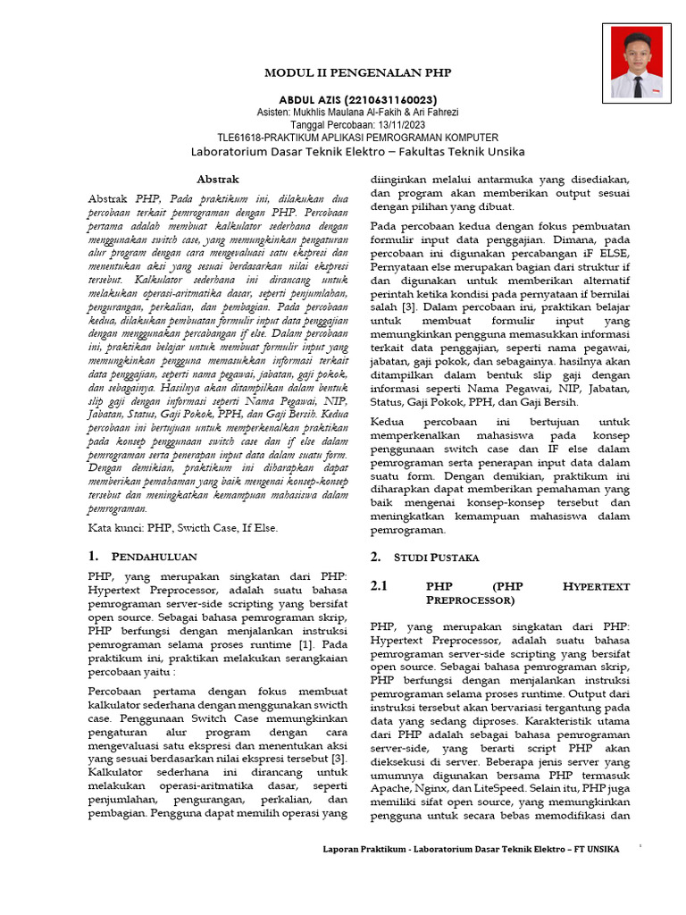 Laporan Praktikum Modul 2 Pengenalan PHP | PDF