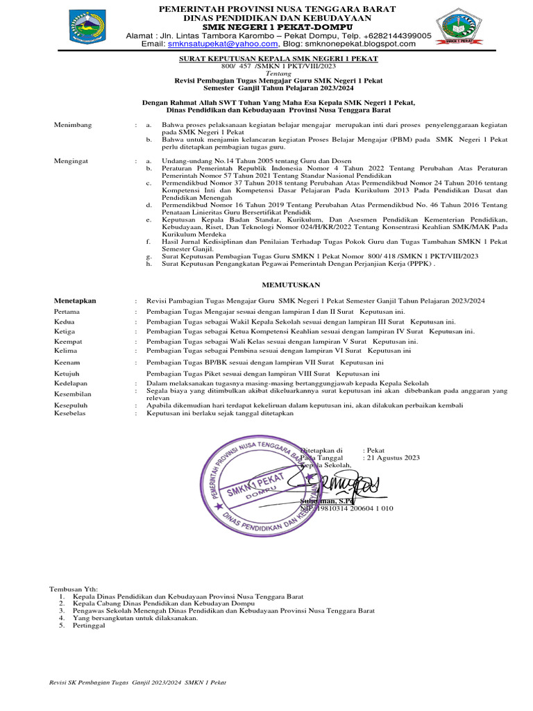 Revisi SK 2023-2024 - PPPK | PDF