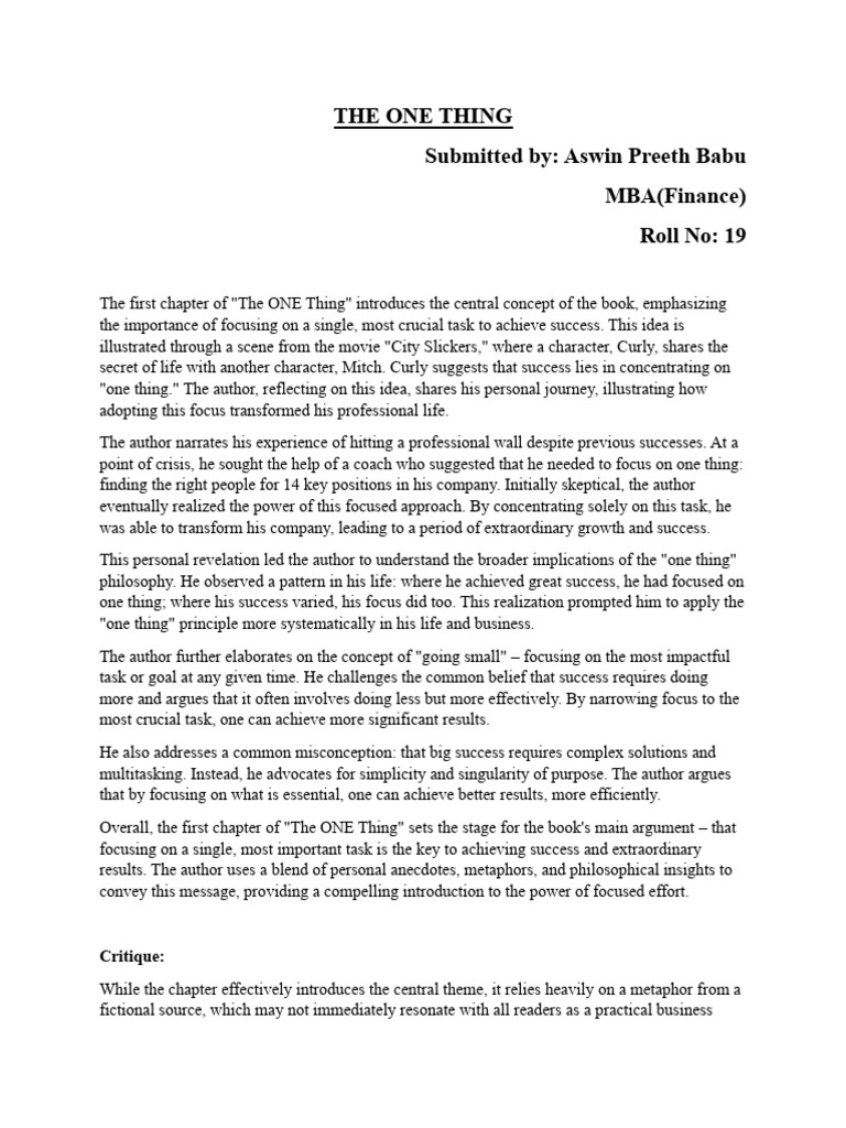 The One Thing | PDF