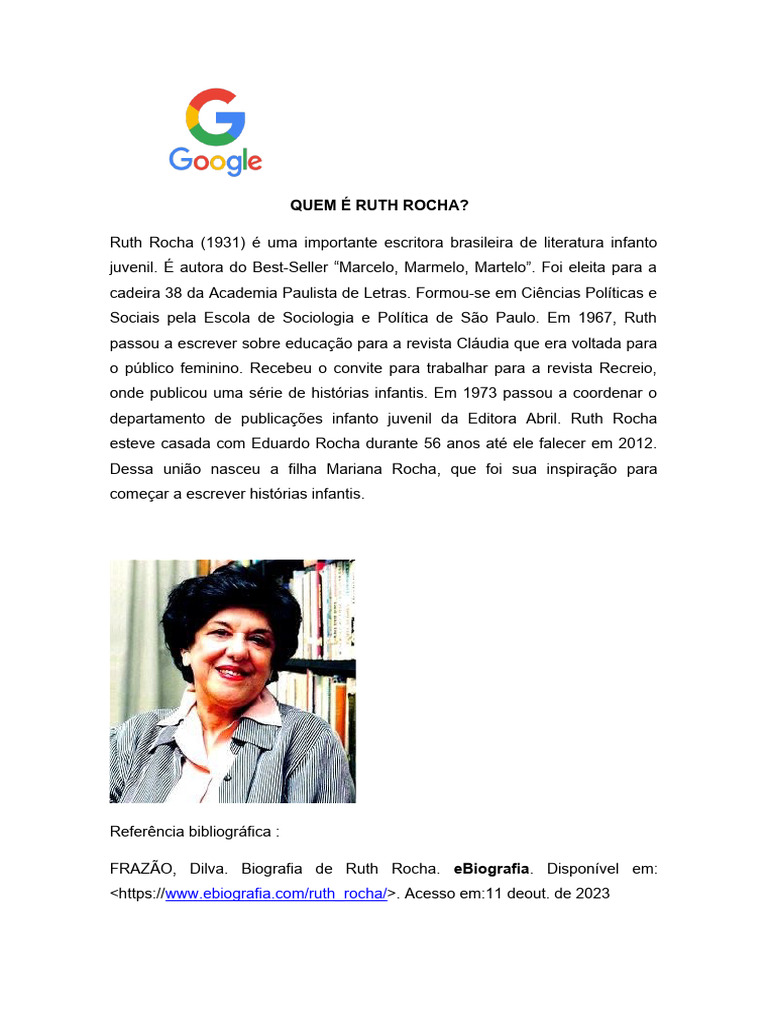 Quem É Ruth Rocha | PDF