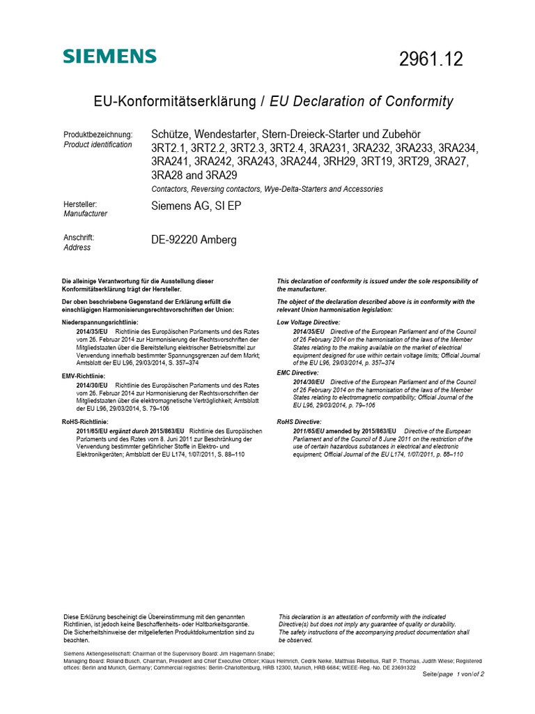 EU-Konformitätserklärung / EU Declaration of Conformity ...