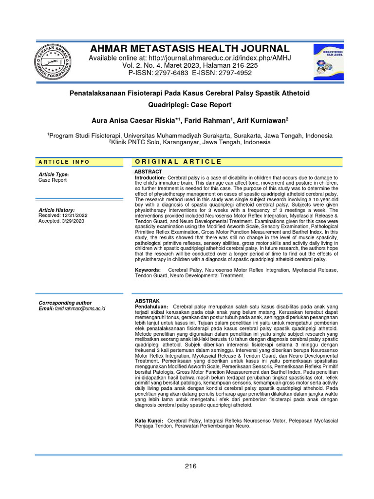 Ahmar Metastasis Health Journal | PDF