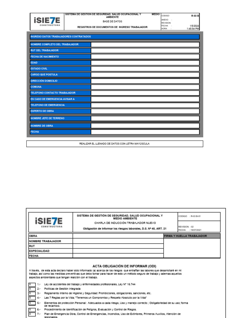 R-03 B Registro ODI (Obligacion de Informar) Rev 02 | PDF R-03 B Registro ODI (Obligacion de Informar) Rev 02 | PDF