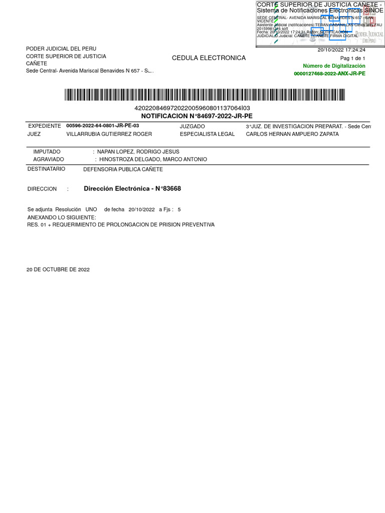 Exp. 00596-2022-64-0801-JR-PE-03 - Consolidado - 84697-2022 | PDF