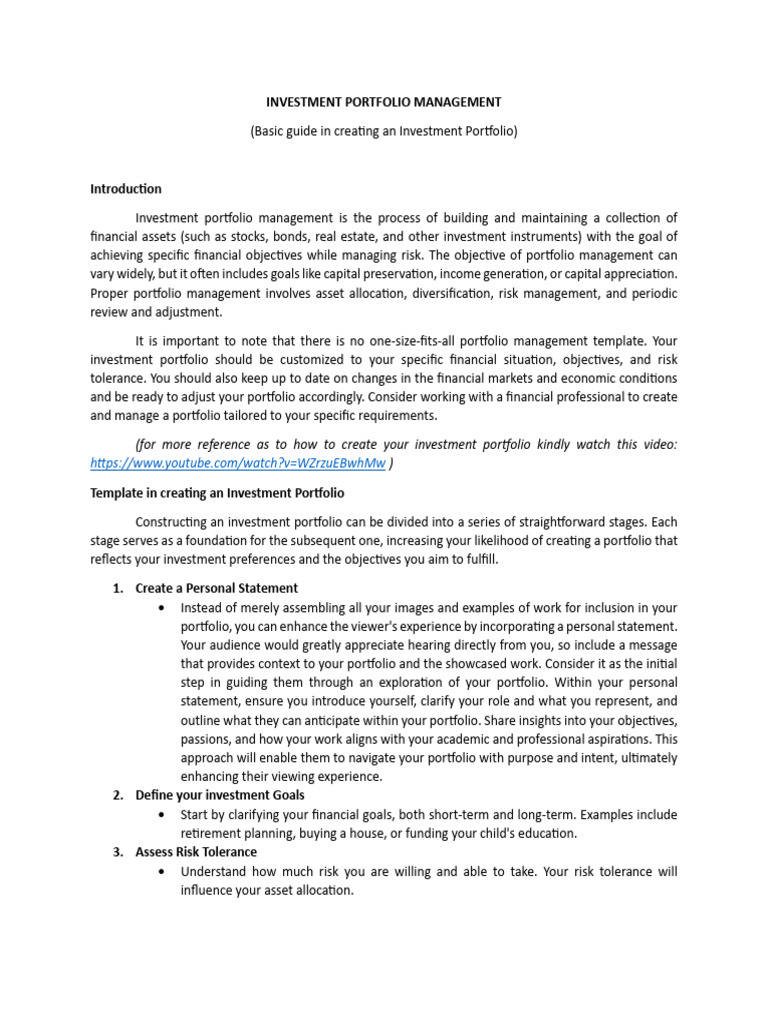 INVESTMENT PORTFOLIO Template | PDF