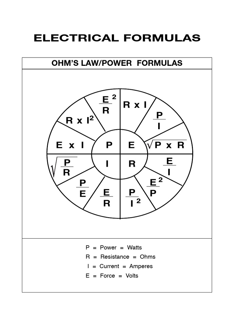 Ohm's Law Power Formulas | PDF