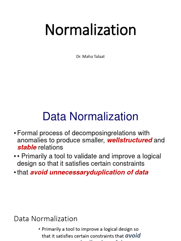 Normalization 1 | PDF