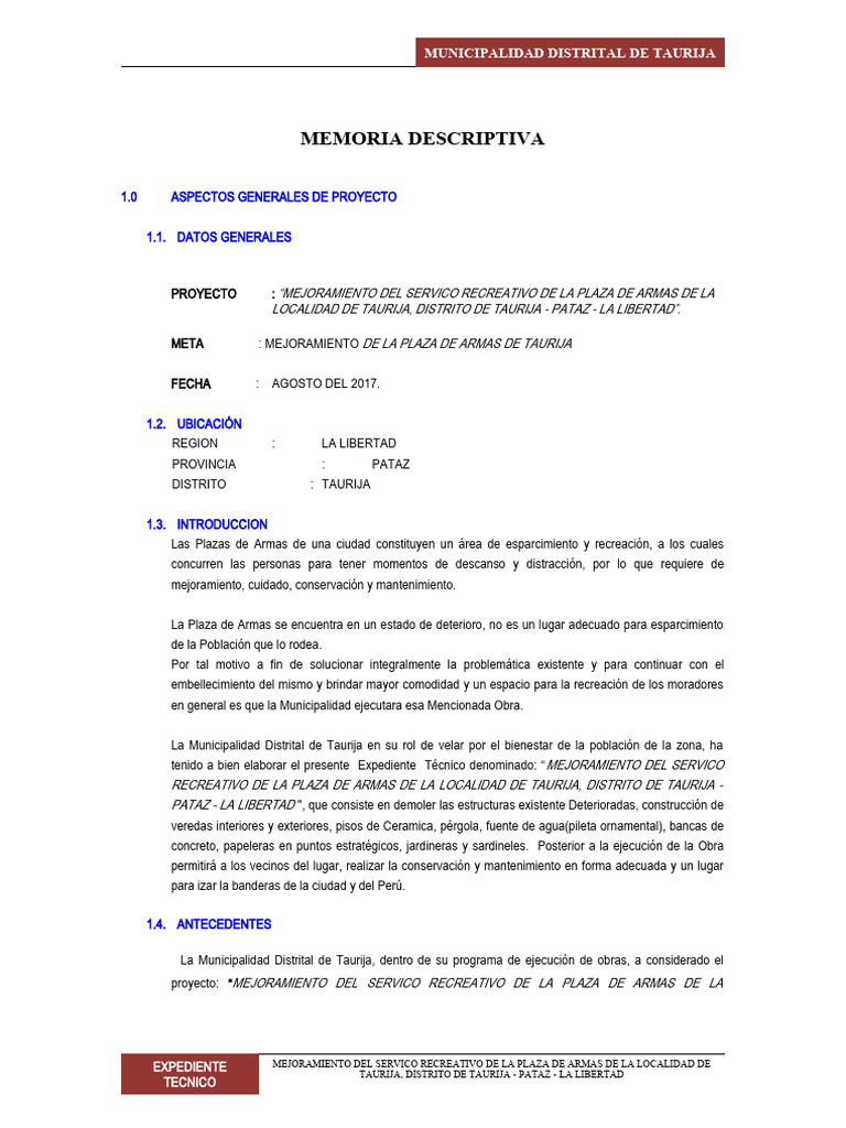 Memoria Descriptiva | PDF | Fundación (Ingeniería) | edificio