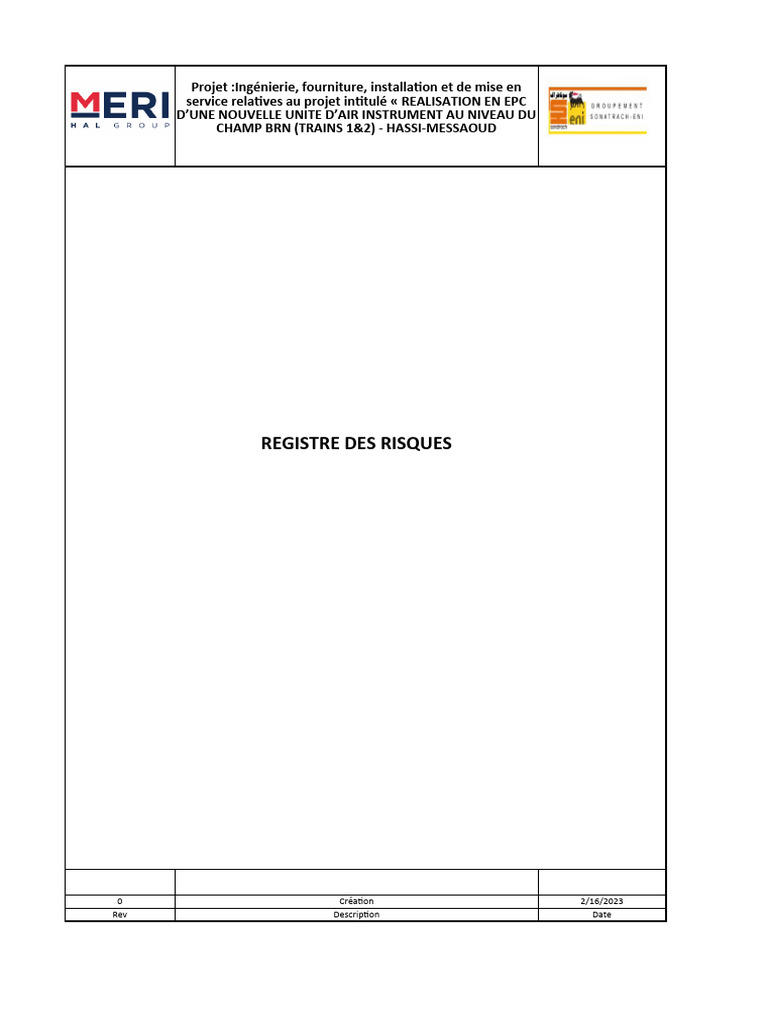 Registre Des Risques AR310-22 | PDF