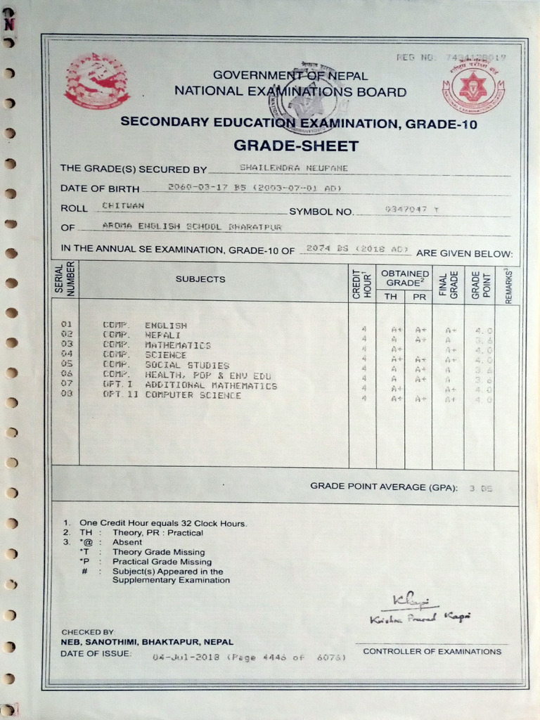 National Examinations Board: Secondary Educatiqn Exámination, Grade-10 ...