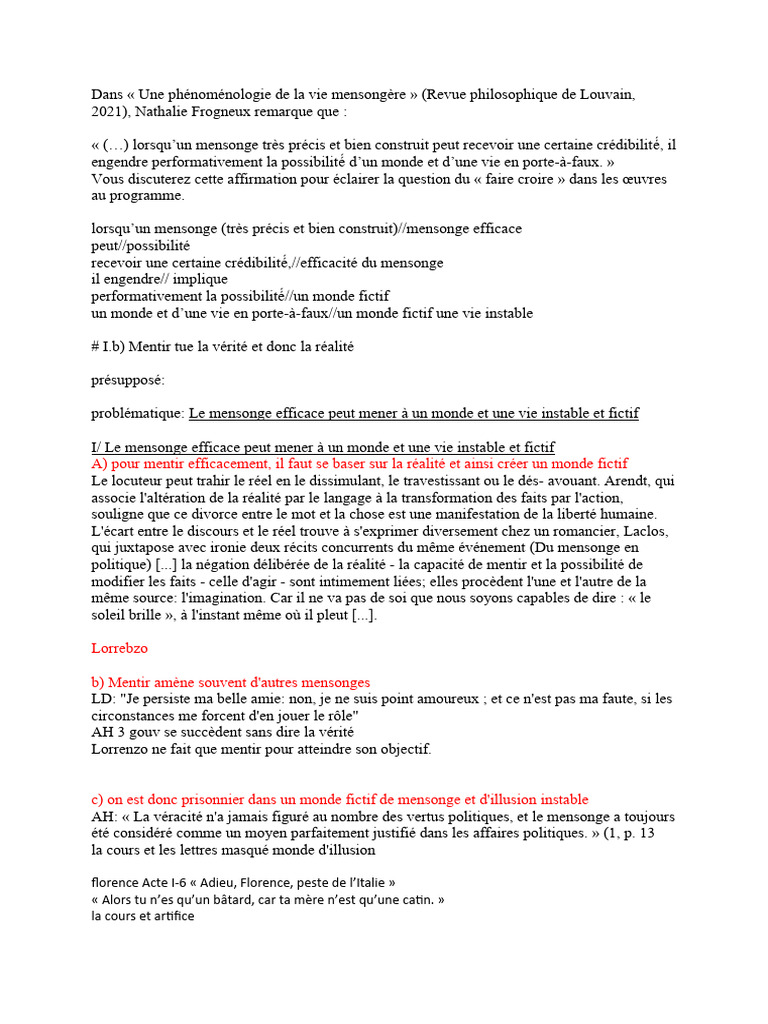 Mensonge efficace et monde fictif | PDF | Mensonge | Vérité