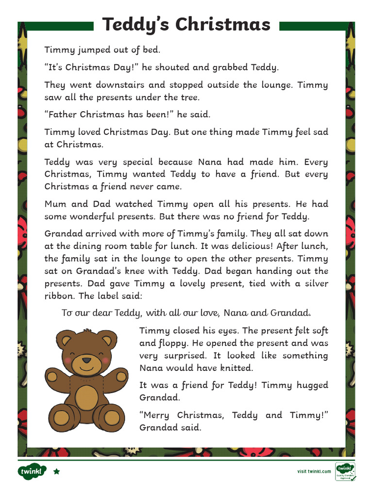 KS1 Celebrating Christmas - Teddy's Christmas Differentiated Reading ...