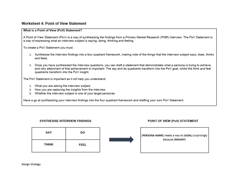 What Is A Point of View (Pov) Statement? | PDF