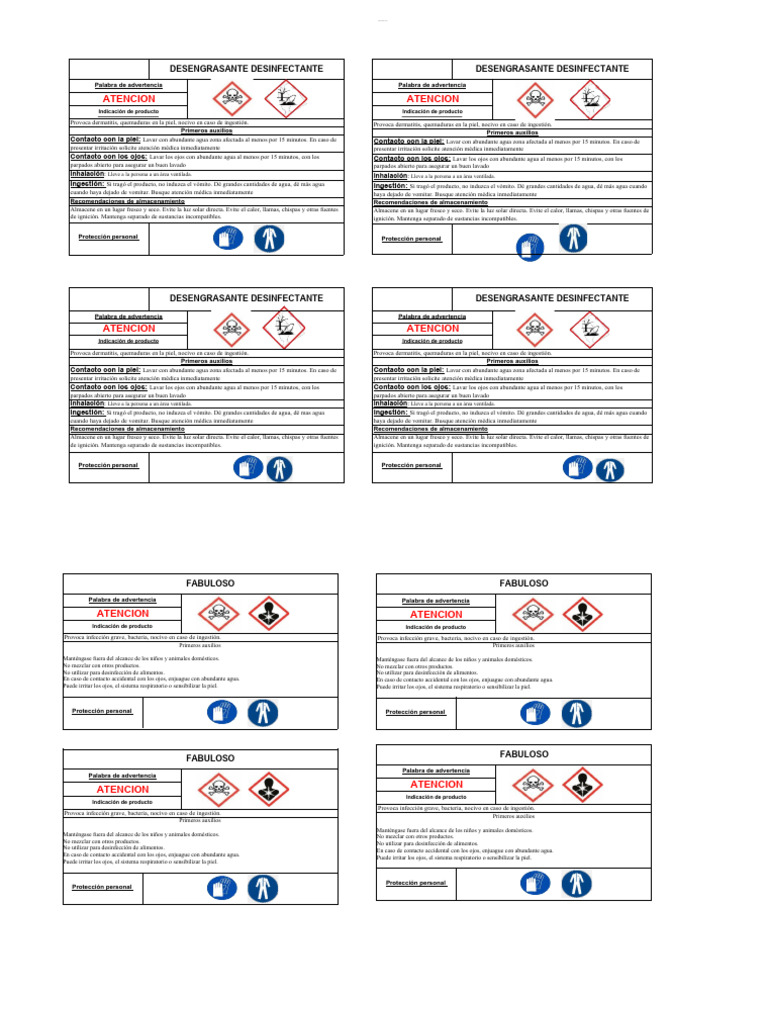 Rótulo de Desinfectante: Advertencias y Uso | PDF