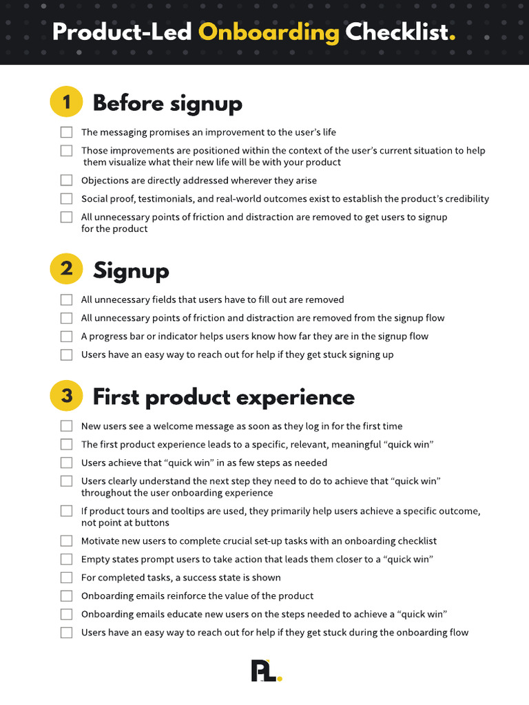 Product Led Onboarding Checklist | PDF