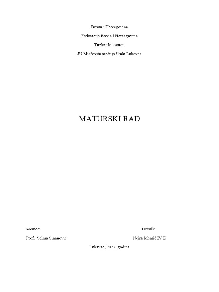 Ispravljen Maturski Rad 2 | PDF