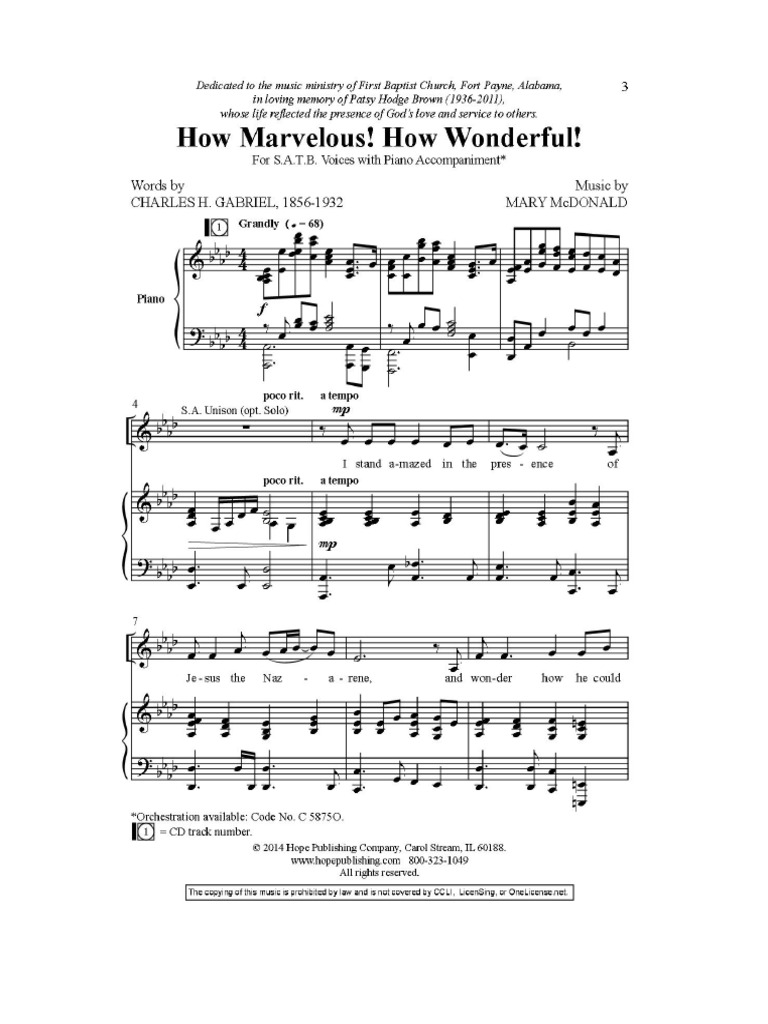 How Marvelous How Wonderful | PDF