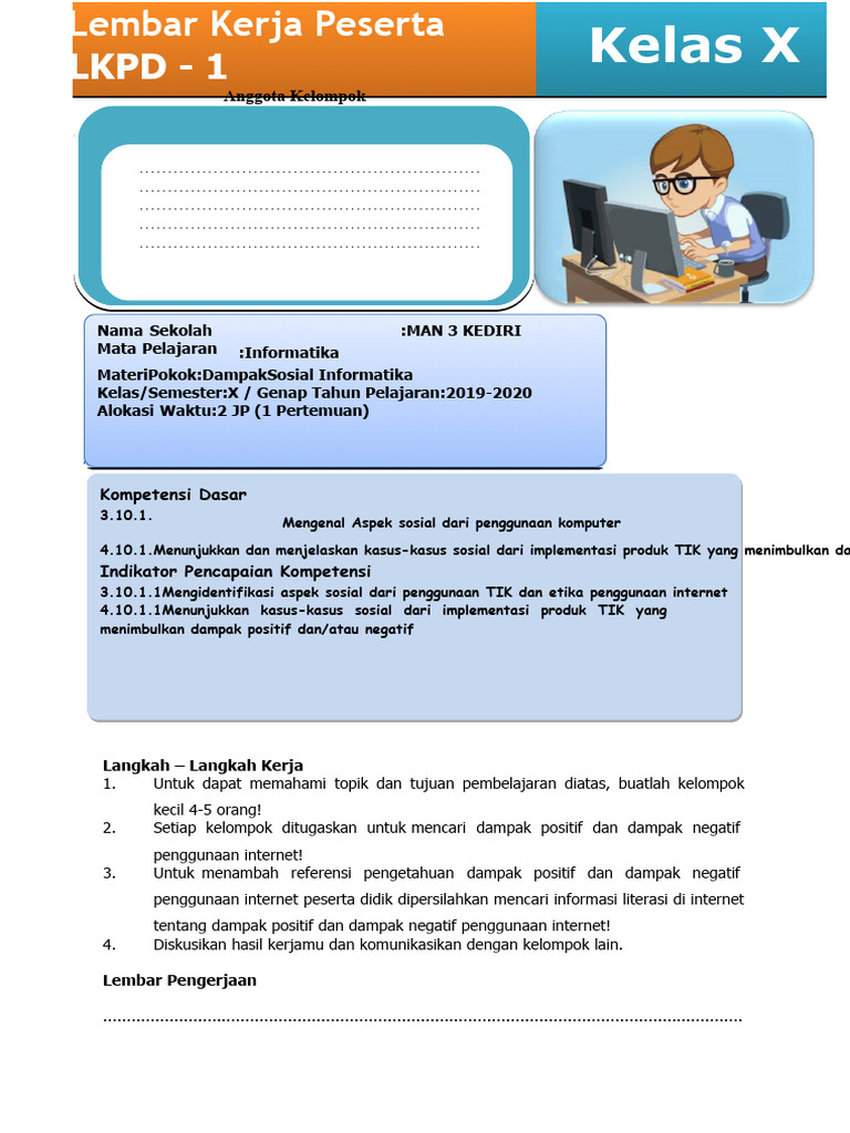 LKPD Dampak Sosial Informatika Kelas X | PDF