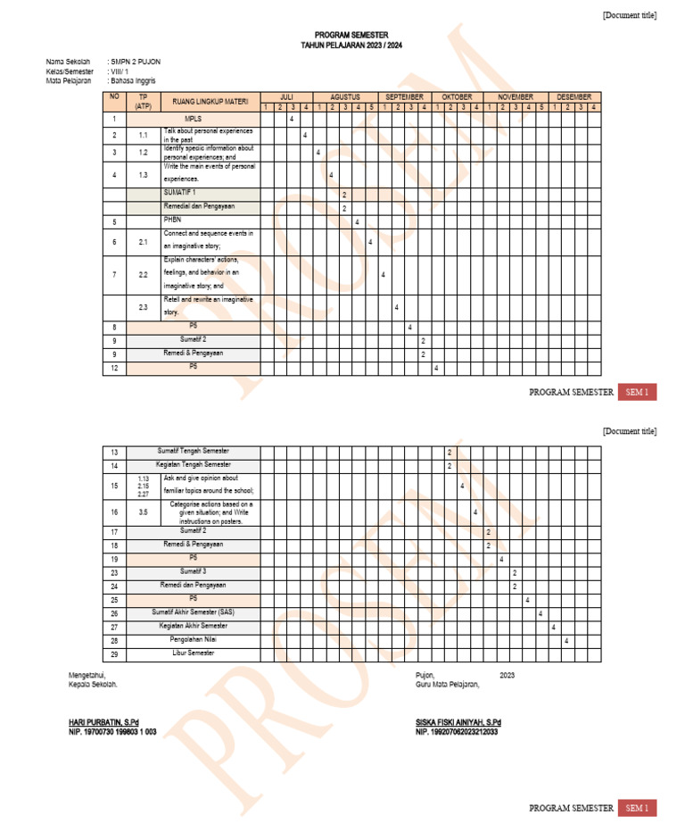 Prosem KLS 8 2023 | PDF