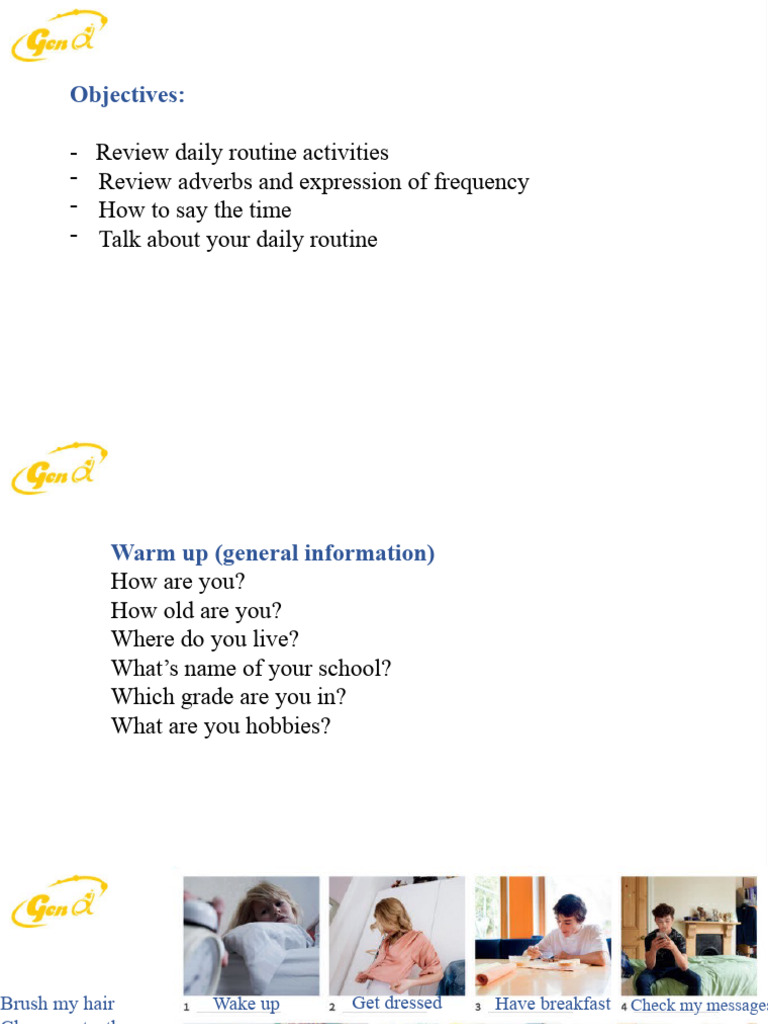 Daily Routine and Time Expressions Guide | PDF