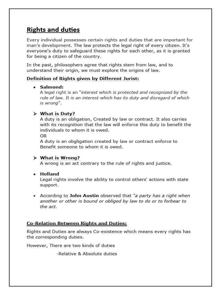 Understanding Rights and Duties in Law | PDF