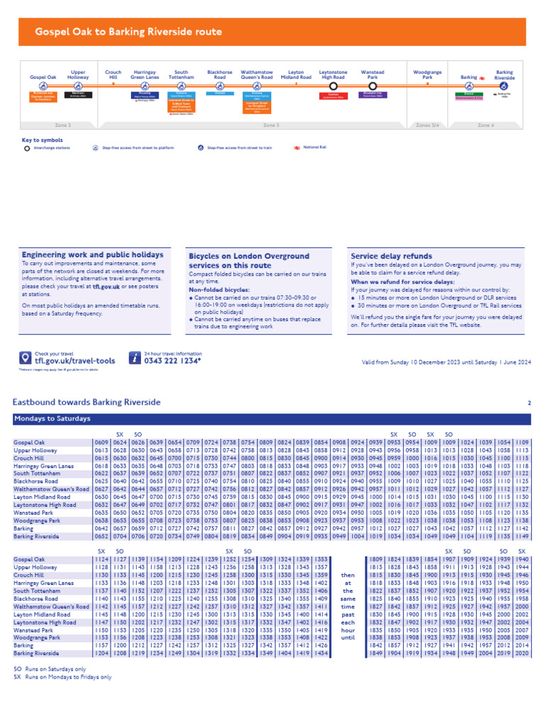 Gospel Oak to Barking Timetable 2023-2024 | PDF