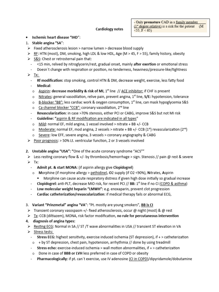 Cardiology Notes | PDF