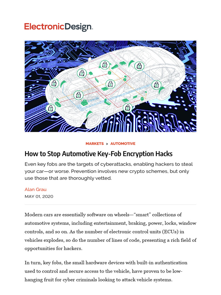How To Stop Automotive Key-Fob Encryption Hacks - Electronic Design | PDF