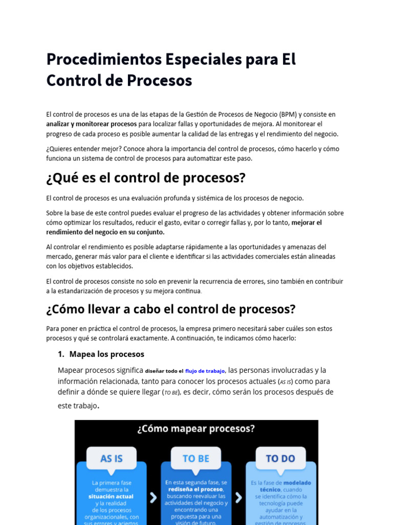 Procedimientos Especiales para El Control de Procesos | PDF