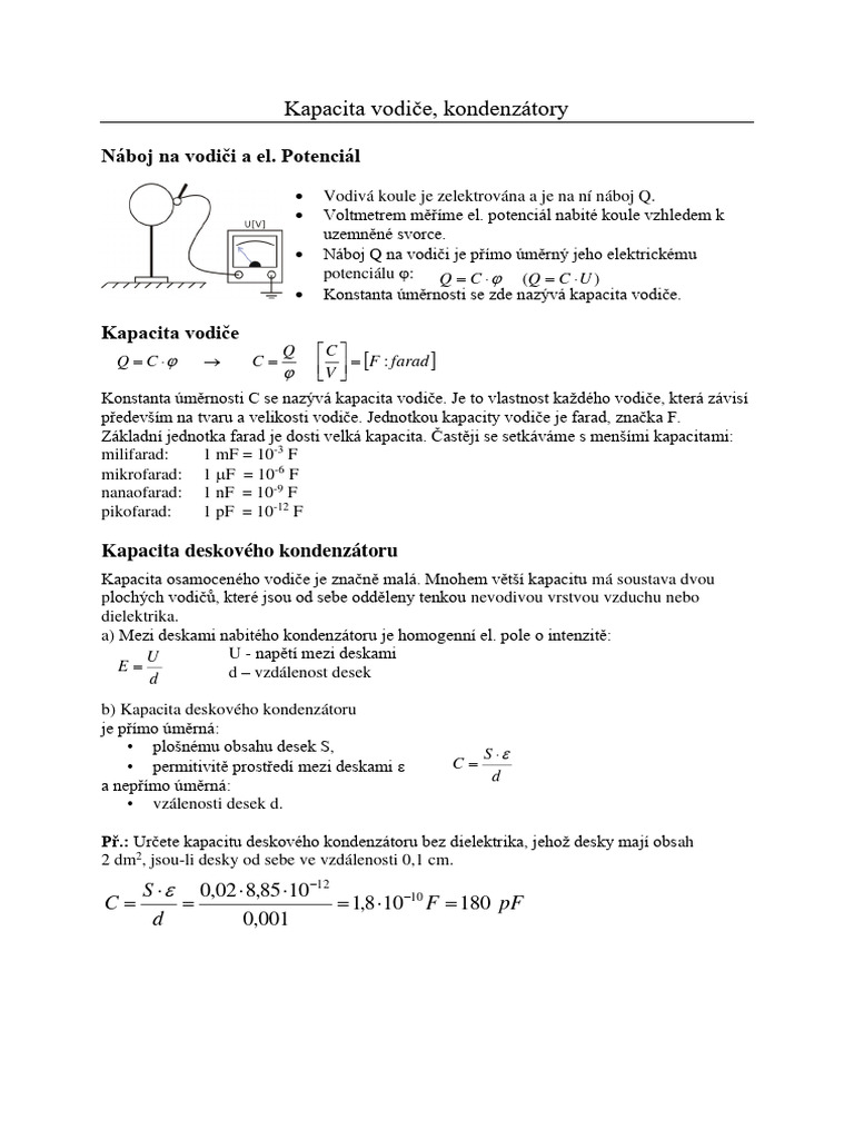 Kondenzatory Zápis Do Sesitu | PDF