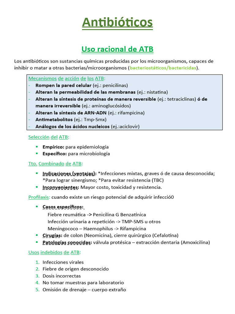 Antibióticos: Uso Racional de ATB | PDF
