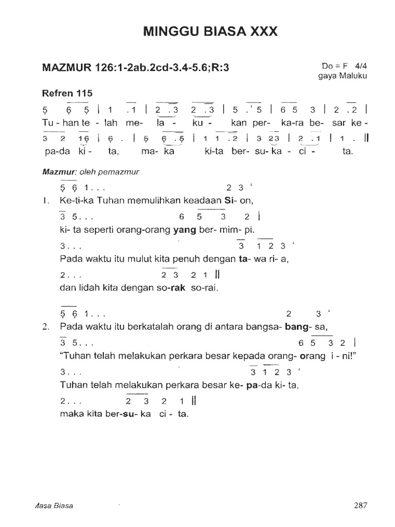 MT BPI - Minggu Biasa XXX TH B (Hal 287-288) | PDF