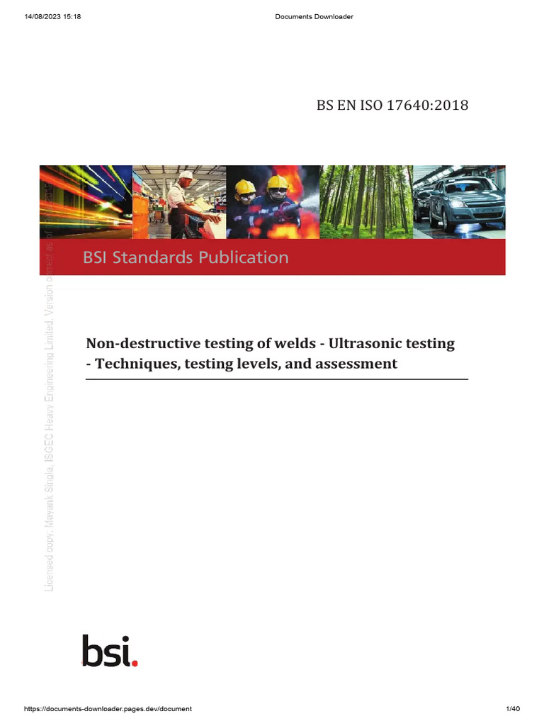 Norme BS EN ISO 17640-2018 ENGLISH VERSION | PDF | International ...