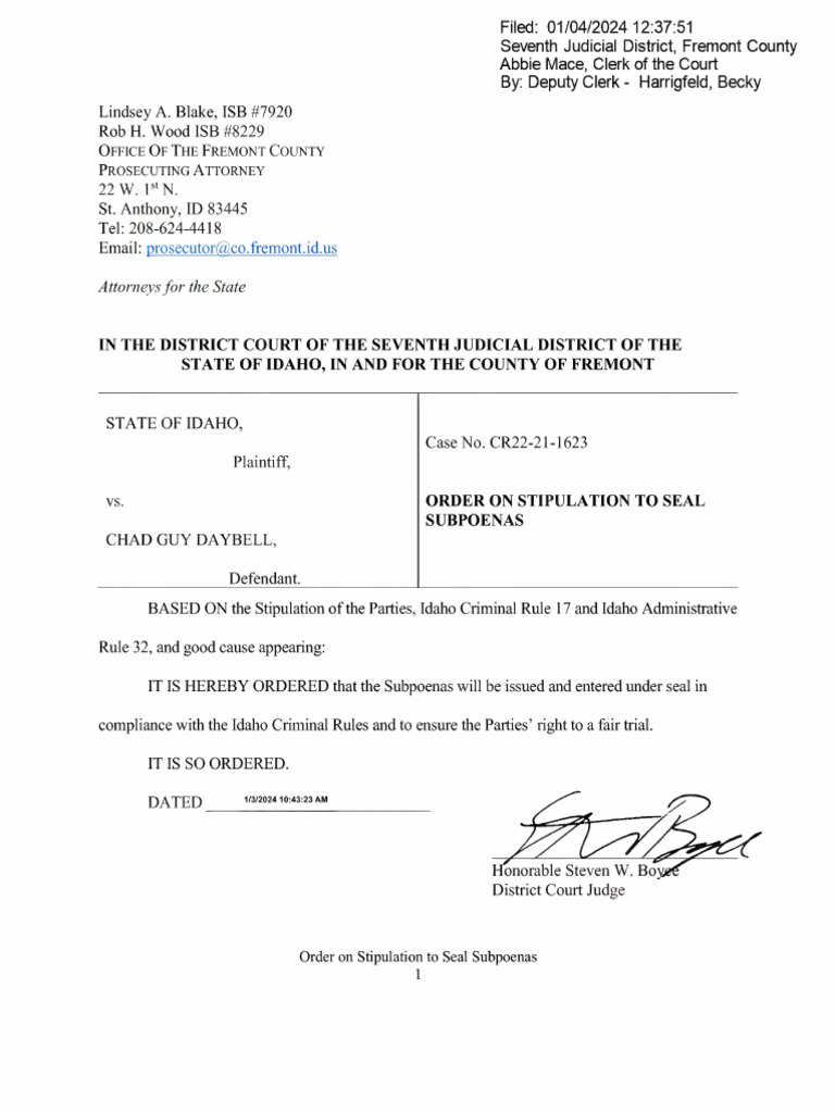 Legal Order: Sealing Subpoenas | PDF