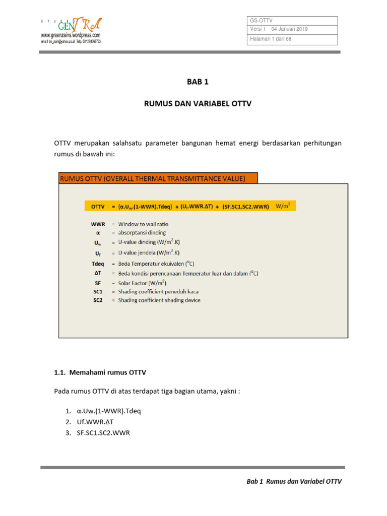 Rumus dan Variabel OTTV Hemat Energi | PDF