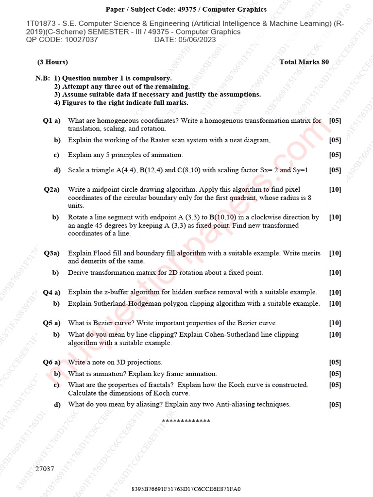 Be Computer Engineering Semester 3 2023 May Computer Graphicsrev 2019 C Scheme Pdf