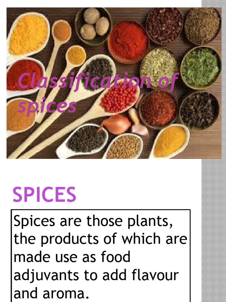 Classification of Major and Minor Spices | PDF | Spice | Turmeric