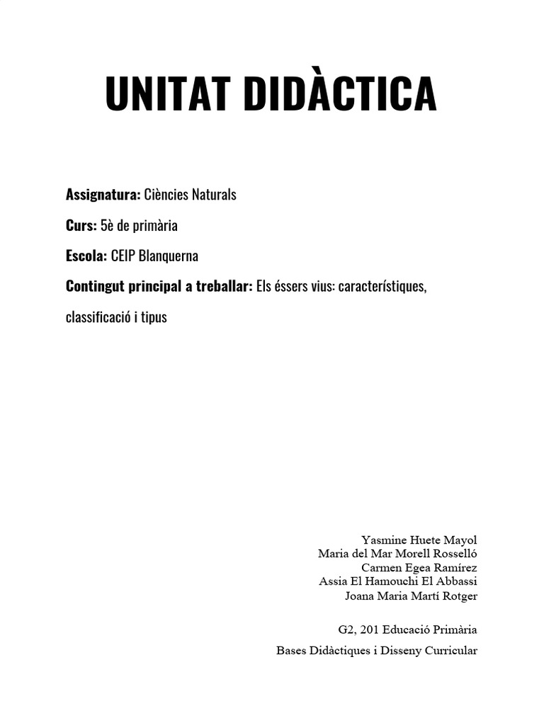 Unitat Didàctica Escrito | PDF