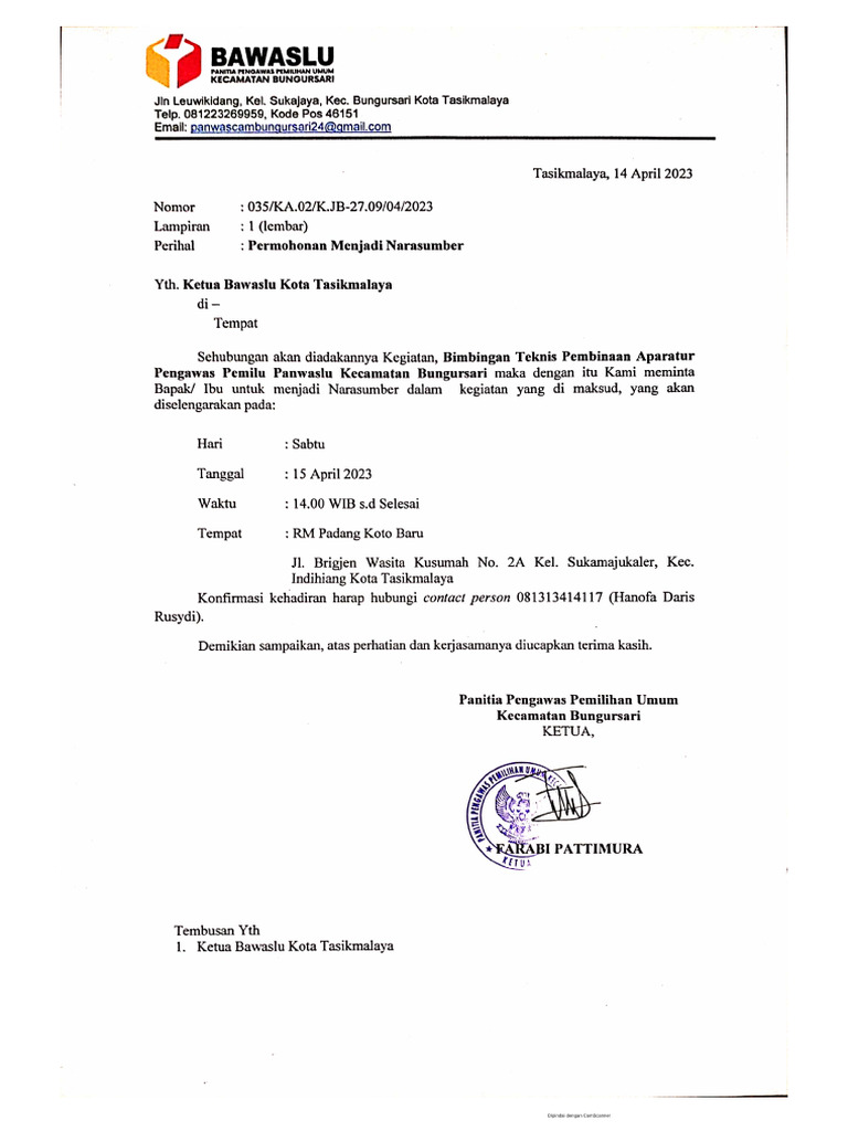 Permohonan Narsum Bawaslu 15 | PDF