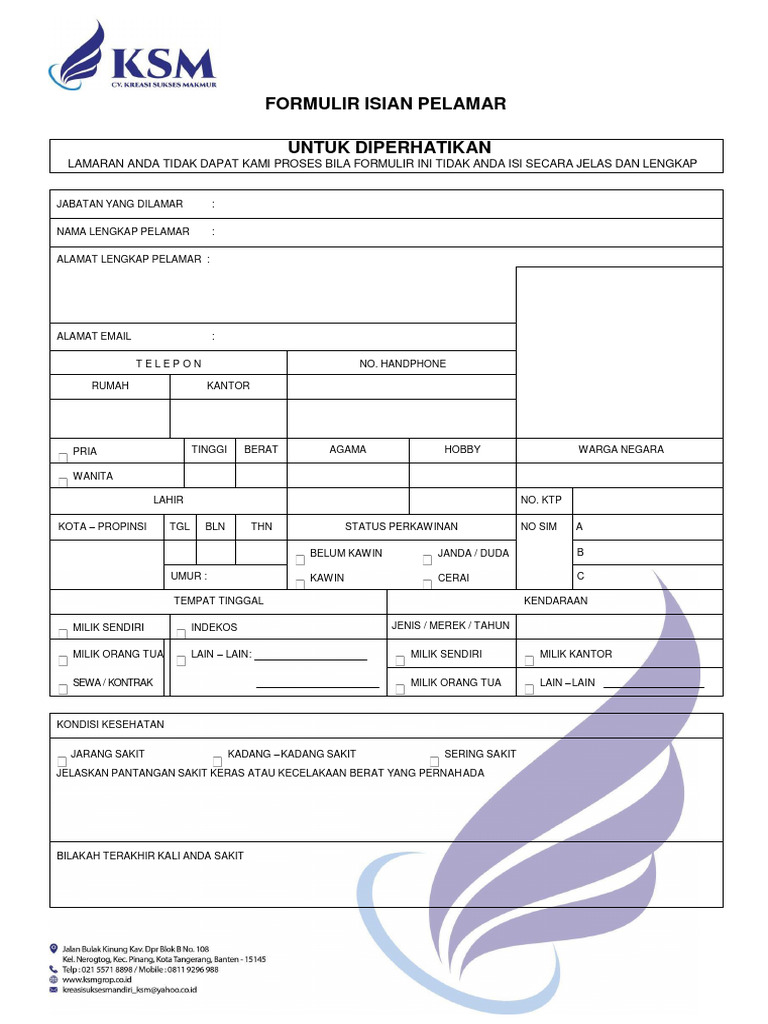 Form Kandidat 2023 | PDF