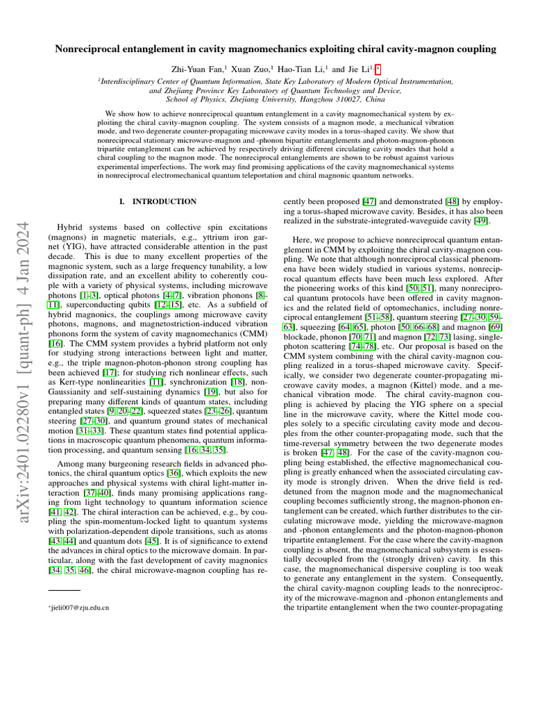 Nonreciprocal Entanglement in Cavity Magnomechanics Exploiting Chiral ...