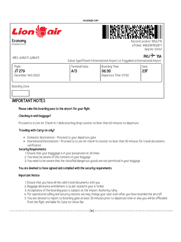 Confirmation - Check-In | PDF