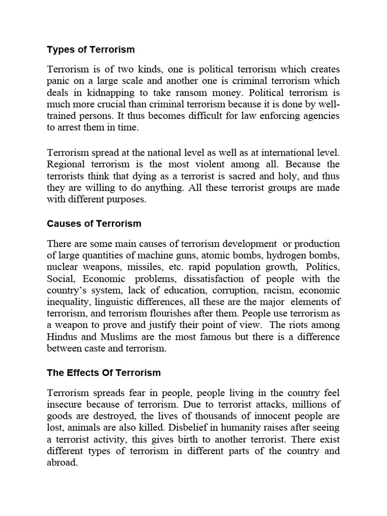 Types of Terrorism | PDF