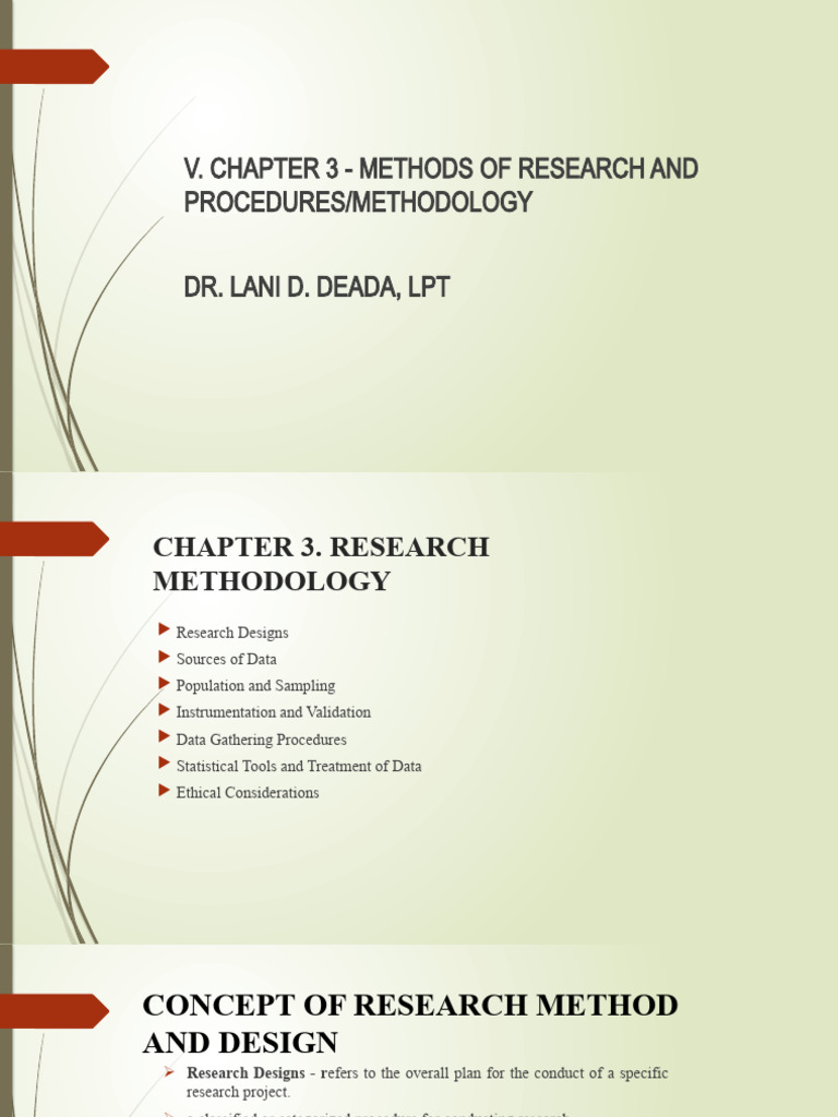 V. Chapter 3 Methods of Research and Procedures Methodology | PDF