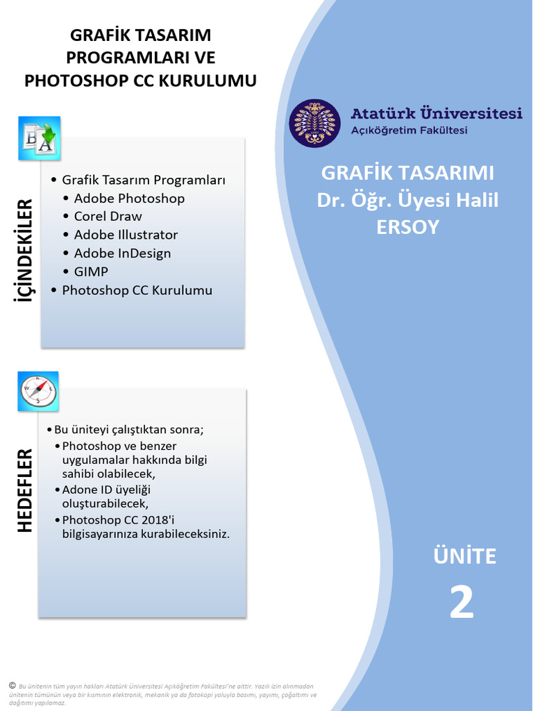 Grafik Tasarimi Dr. Öğr. Üyesi Halil Ersoy: Ünite | PDF