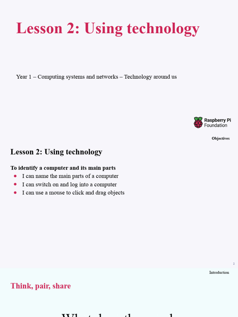 L2 Slides - Technology Around Us - Y1 - Using Computer | PDF