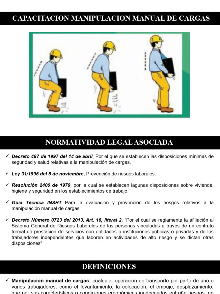 Capacitacion Manipulacion Manual de Cargas | PDF