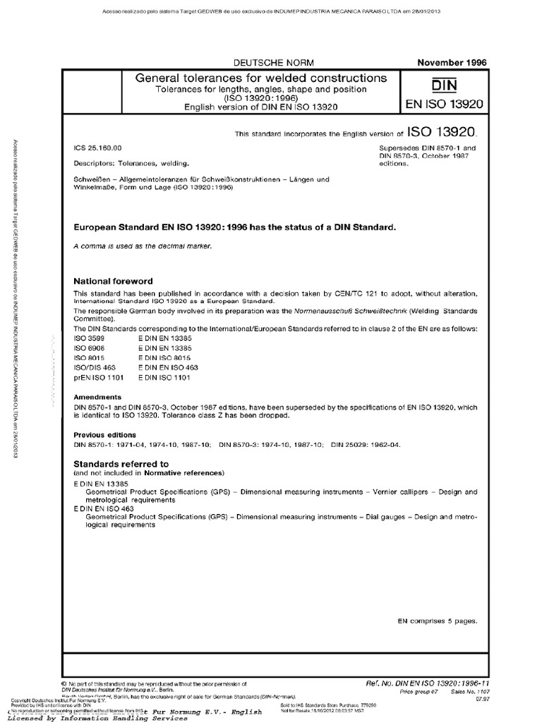 Din en Iso 13920 | PDF